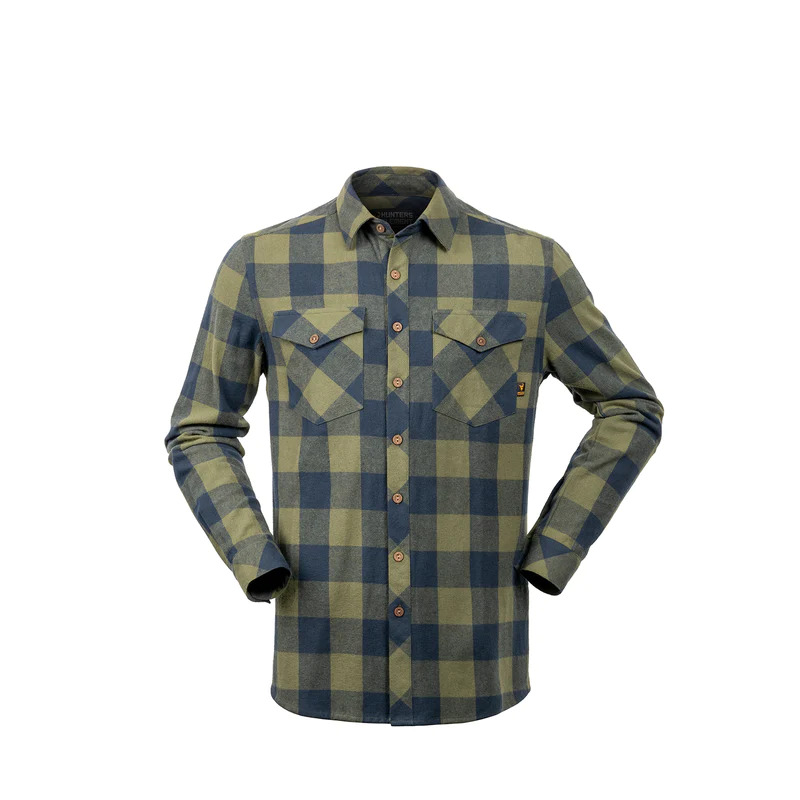 Hunters Element Huxley Shirt 100% Cotton Flannel Fabric - Green/navy # ...