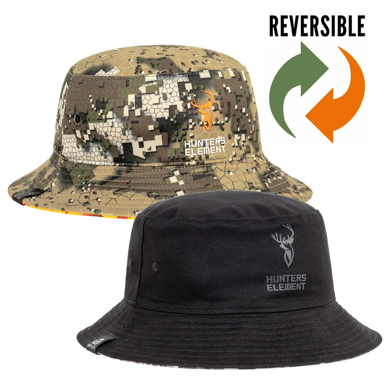 Hunters Element Shift Bucket Hat Reversible Design - Black/desolve Veil ...